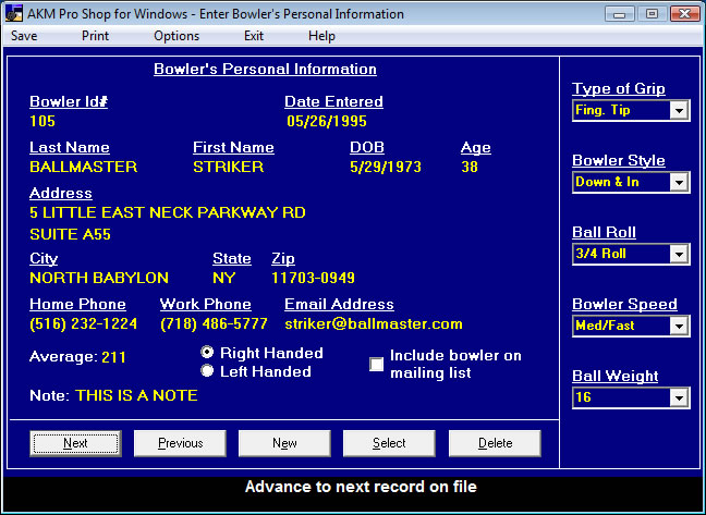 AKM Pro Shop - Simple easy to use software for the bowling pro shop!
